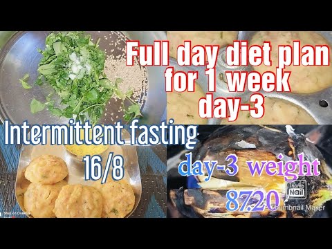 Full Day Diet Plan | For 1 Week | day - 3 Intermittent Fasting 16/8 Day ...
