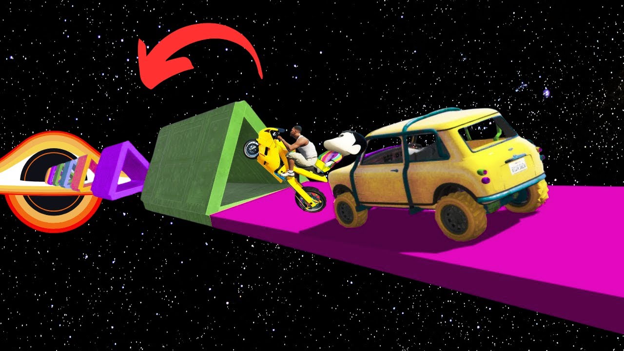 FRANKLIN TRIED IMPOSSIBLE ZIG ZAG JUMPS MEGA RAMP PARKOUR CHALLENGE GTA 5 | SHINCHAN and CHOP ...