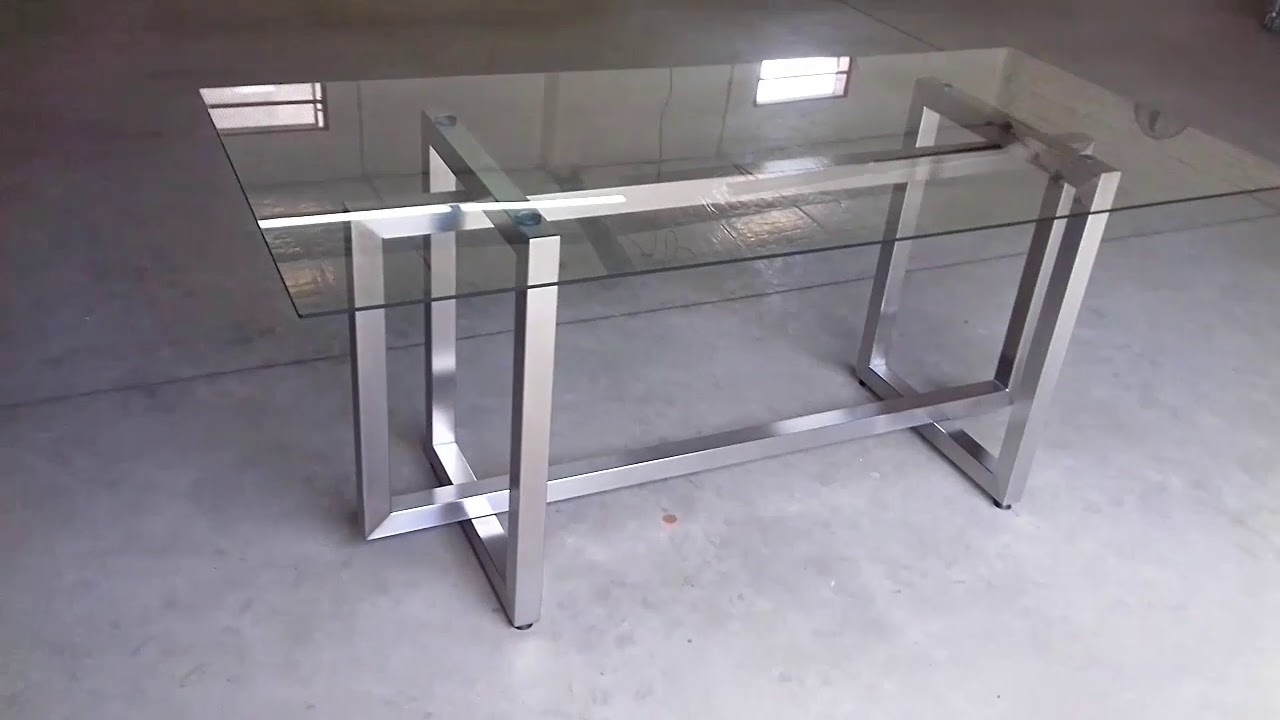 Mesa de acero inoxidable con vidrio - YouTube