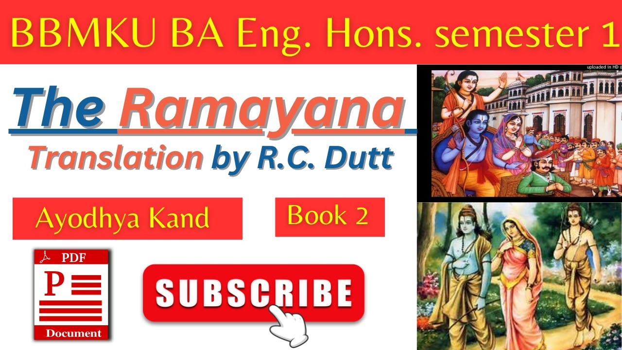 The Ramayana Book 2 Ayodhya Kand translation by RC Dutt || BBMKU BA Eng ...