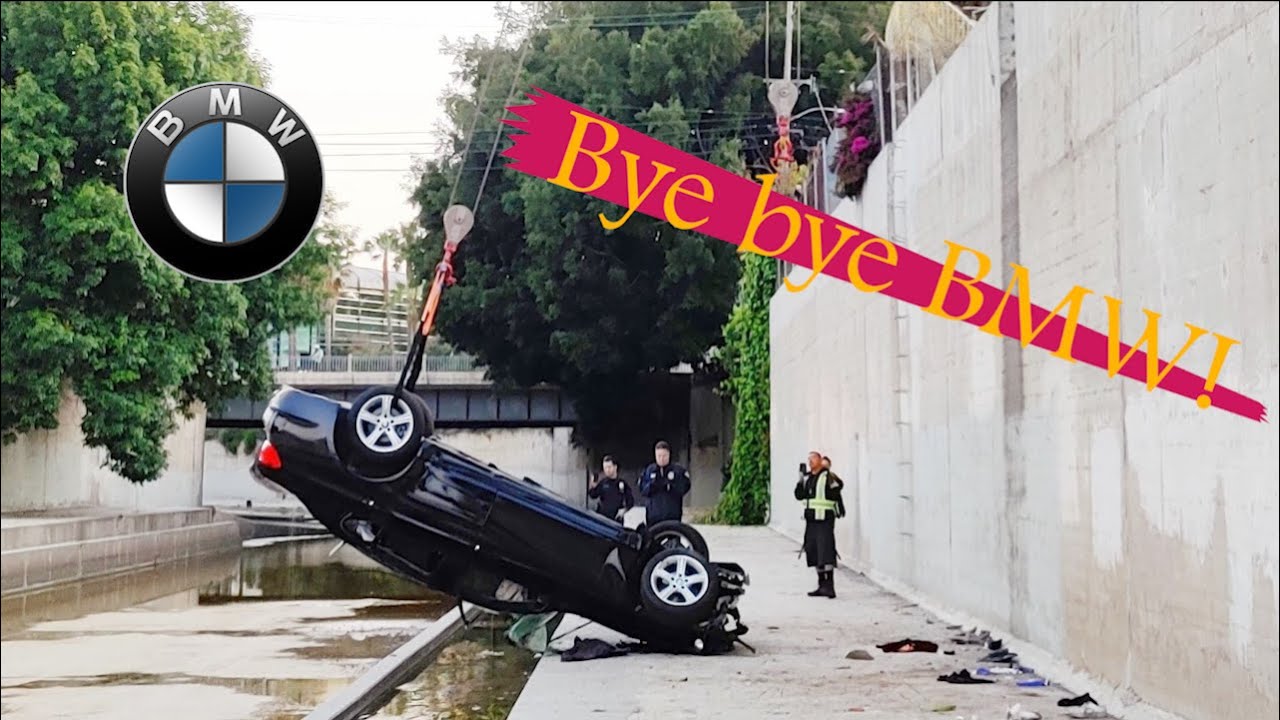 Joyriding gone wrong - BMW crashes fence and lands upside down - YouTube