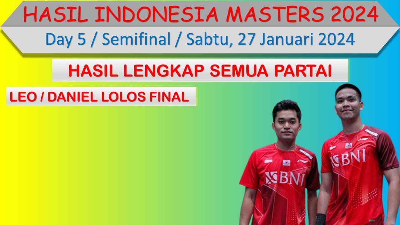 Hasil Indonesia Masters 2024 Hari Ini │ Day 5 / Semifinal │ Leo ...