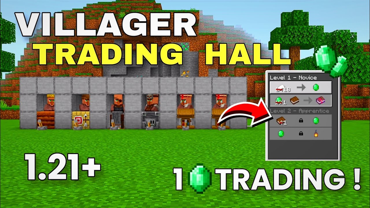 Easy Villager TRADING HALL in Minecraft PE 1.21 Tutorial... - YouTube