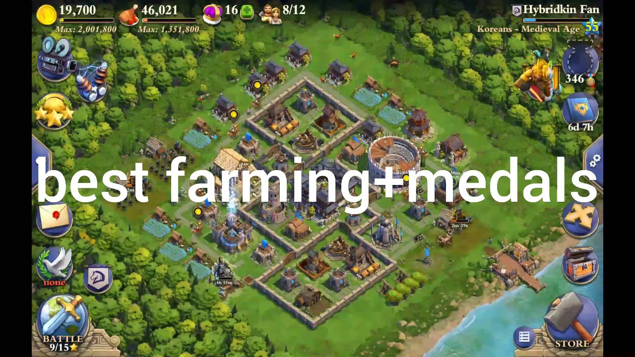 DomiNations: Medieval farming + medals base - YouTube