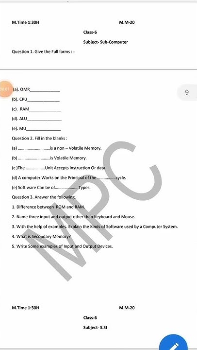 Computer Sample paper for class 6 - YouTube