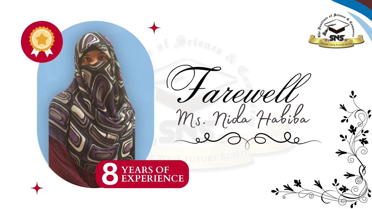 Farewell To Miss Nida Habiba || 8 Years of Experience - YouTube