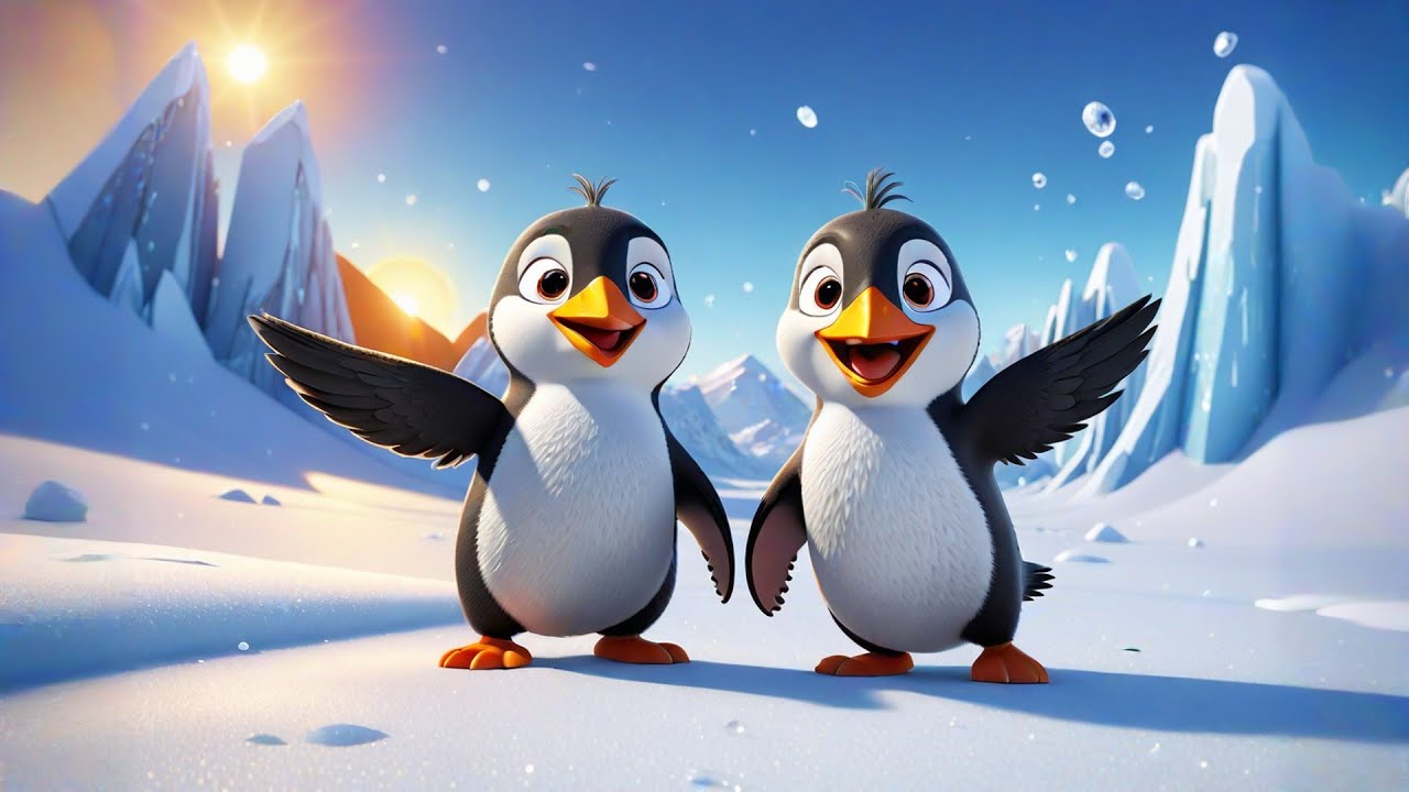 Two Little Penguins Slide on Ice | Winter Song for Kids | Nursery ...