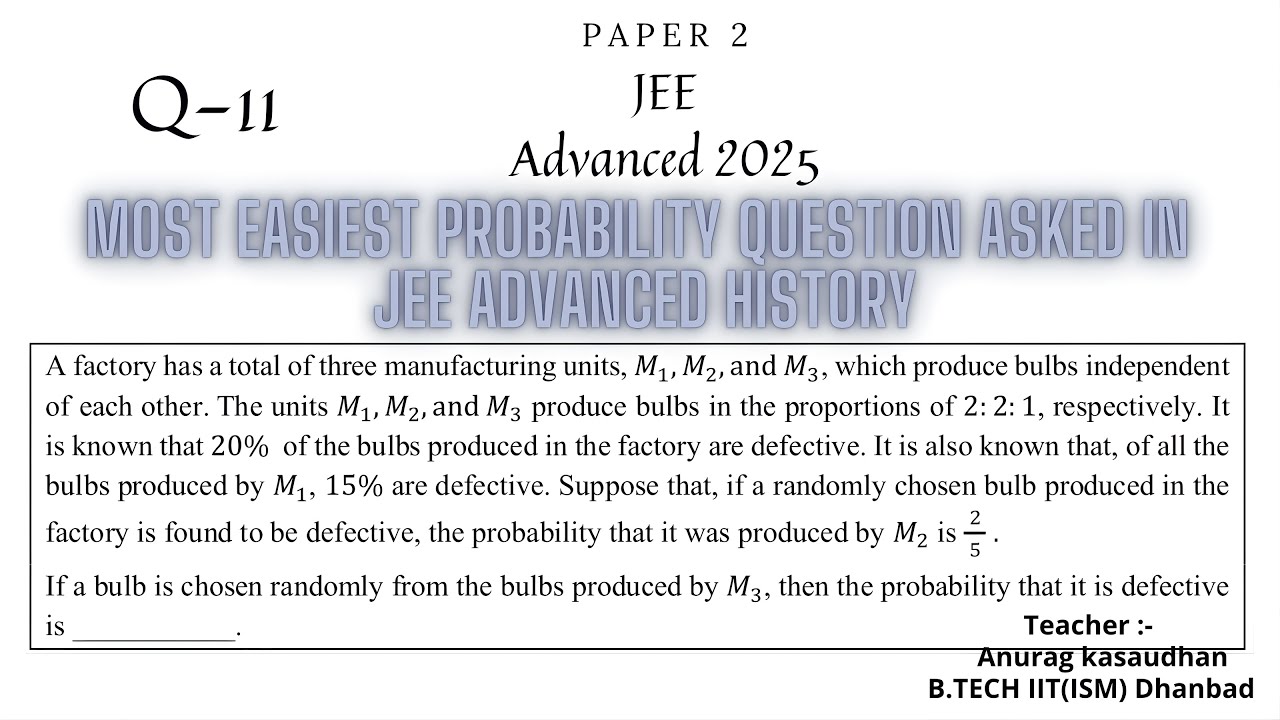 JEE Advanced 2025 Math Paper 2 (Q 11) solution | IIT JEE Maths | # ...