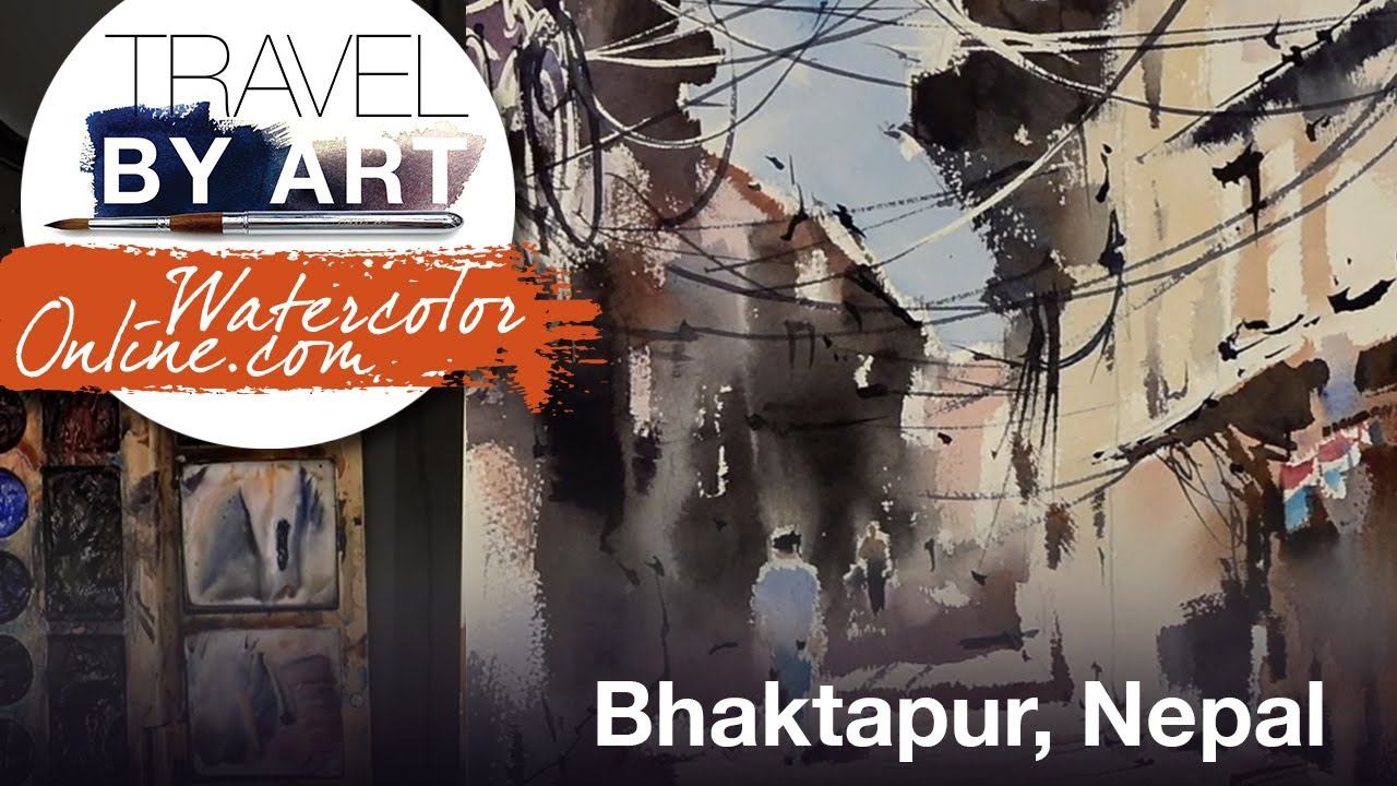 #196 Travel by art, Ep. 68: Old City of Bhaktapur, Nepal (Watercolor ...