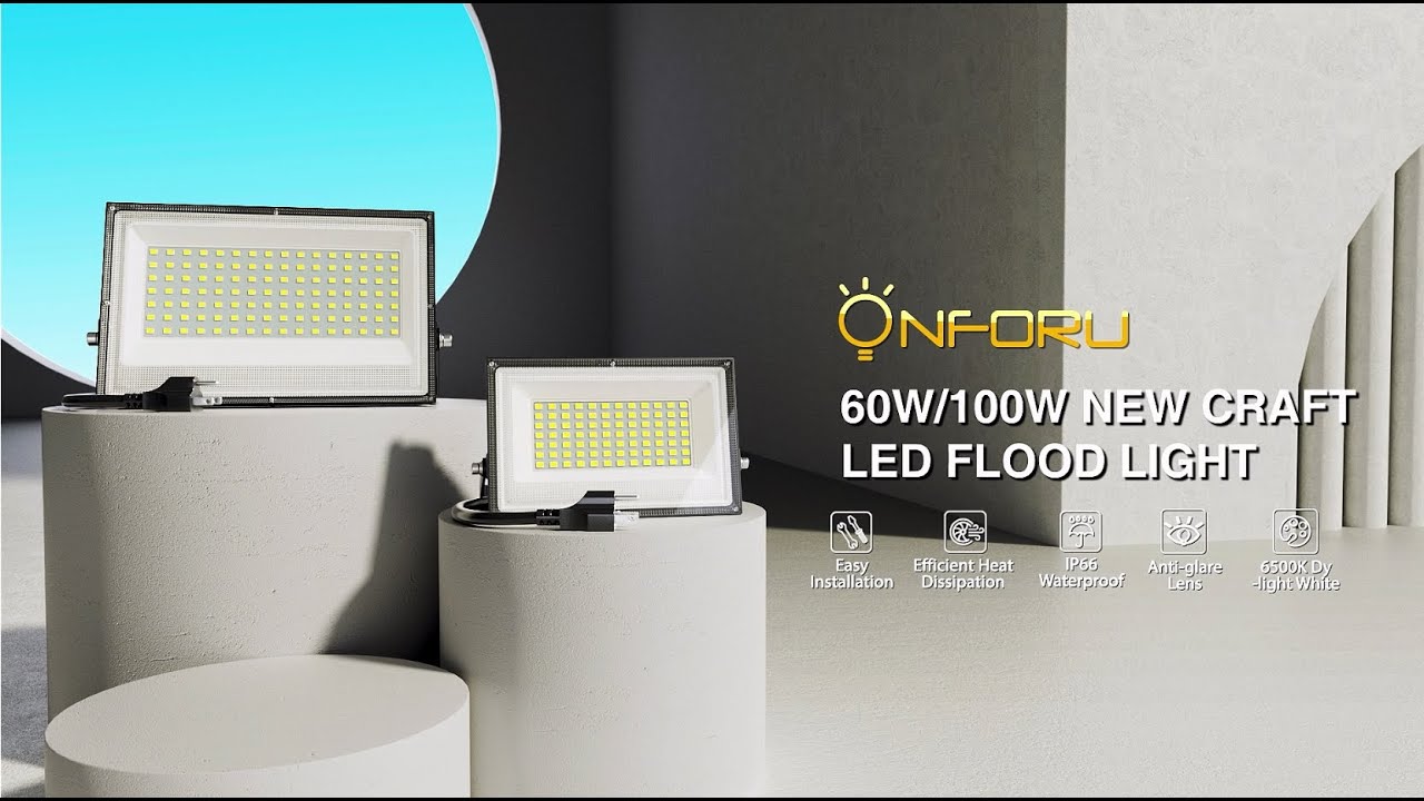Onforu 60W/100W LED Flood Light with Plug - YouTube