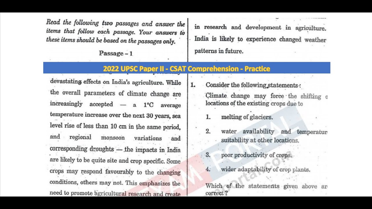 2022 UPSC Paper II - CSAT Comprehension - Practice - YouTube