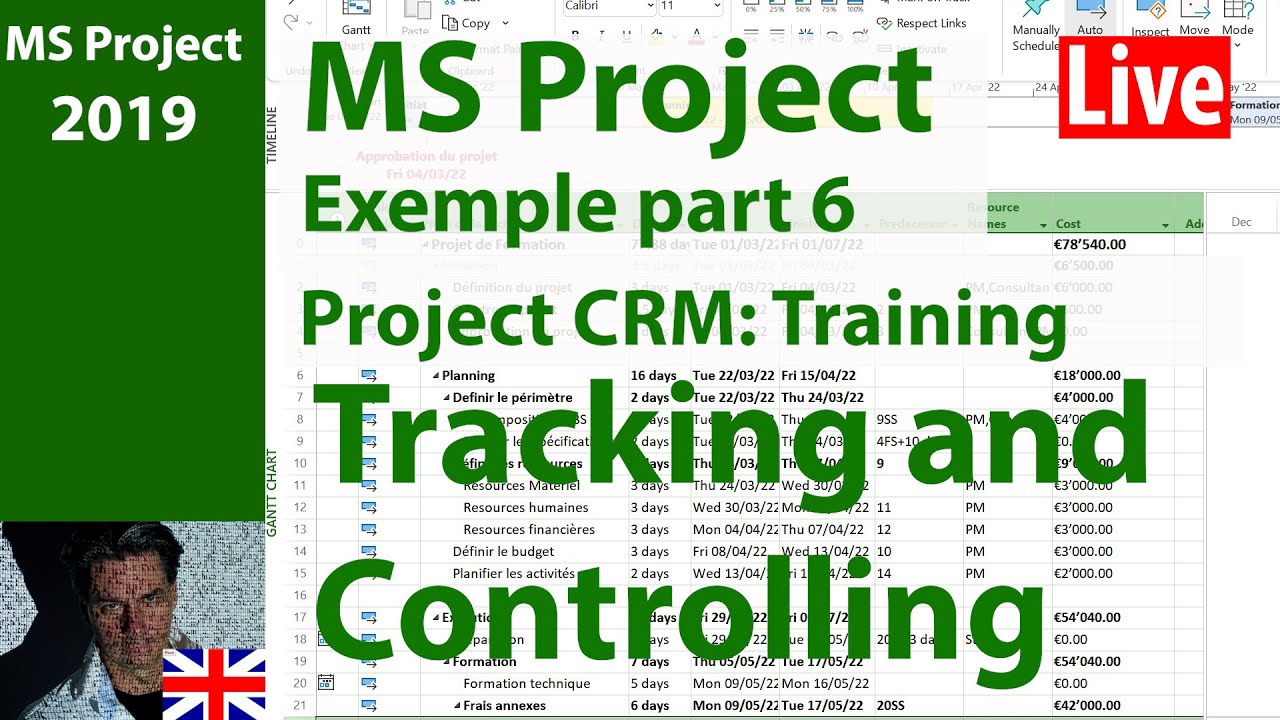 Ms Project 2019 Learn by Example Training Project Tracking part 2 - YouTube