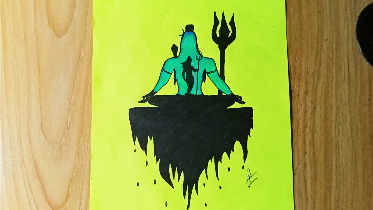 How to Shiv drowning 😍 | lord shiva black shadow drawing 😍🤗 ...