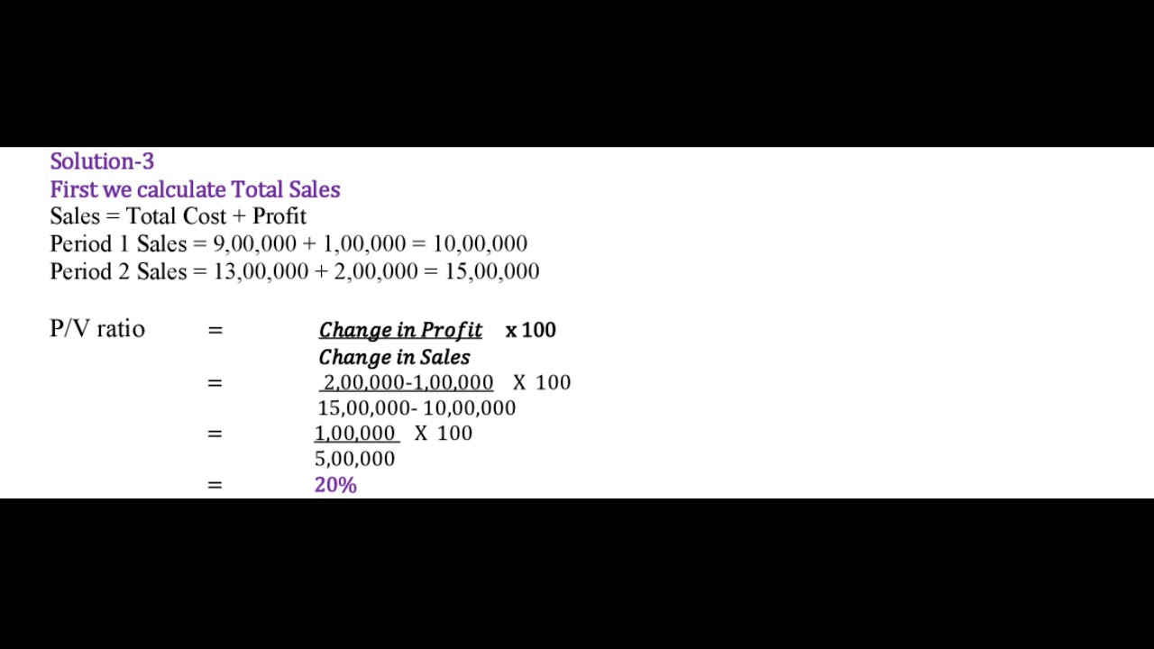 Marginal cost- Calculation of PV Ratio Break Even Point Sales- Profit ...