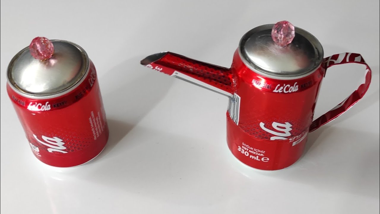 how to make tea pot and cup from coca cola cans - YouTube
