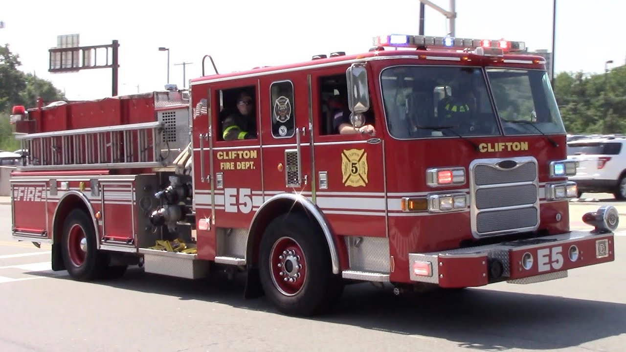 Clifton Fire Department Engine 5 Responding 7-29-19 - YouTube