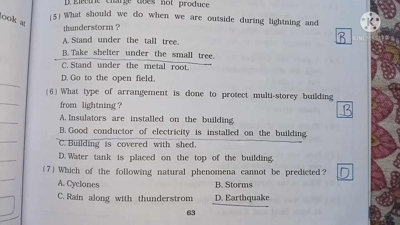 Class 8 science sem 2 Lesson 15 Some Natural Phenomena Workbook ...