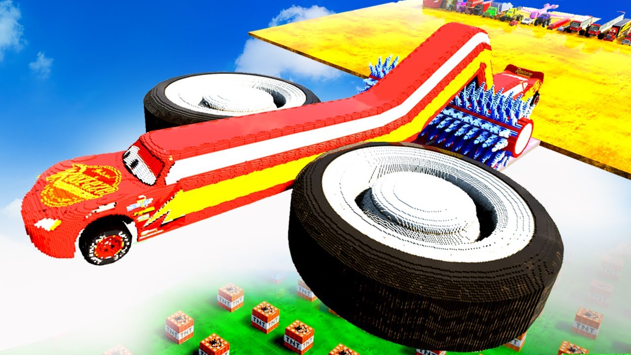 WHEEL SPINNER VS LONG CARS SPIKE TRAPS, SHREDDER, BUS, COGWHEEL ...