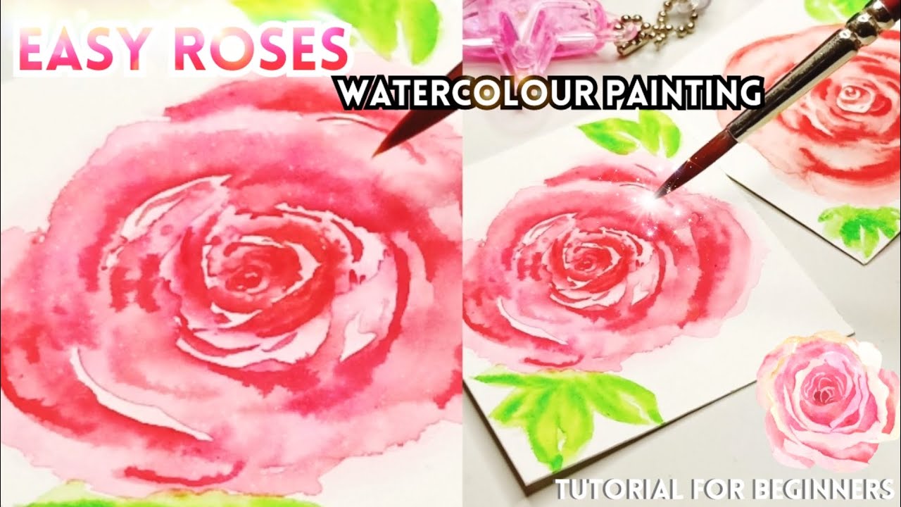 How to draw easy roses🌹Simple Rose Flower Painting Tutorial for ...