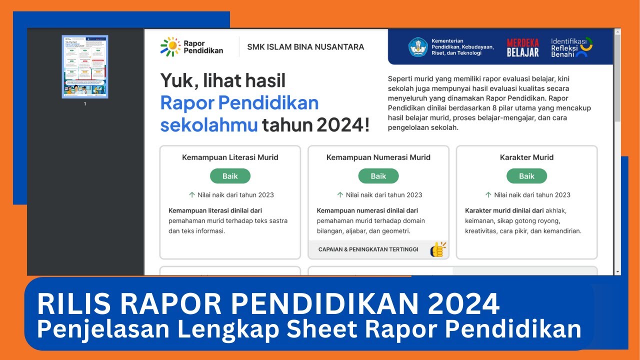 RILIS RAPOR PENDIDIKAN 2024 | PENJELASAN RAPOR PENDIDIKAN - YouTube