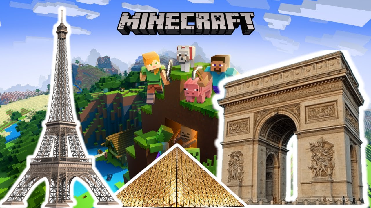 PARIS DANS MINECRAFT! 😍 TOUR EIFFEL - ARC DE TRIOMPHE- LOUVRE... - YouTube