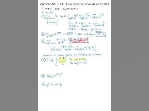 Calculus III: Functions of Several Variables--Limits and Continuity Examples - YouTube
