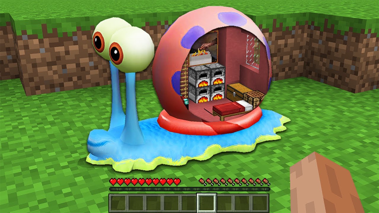 What's inside GARY house in Minecraft? House inside a SNAIL SPONGEBOB ...