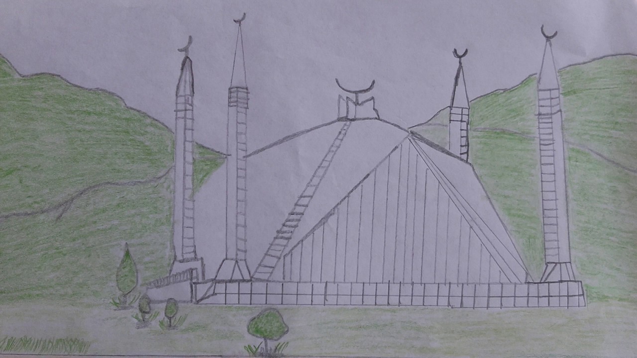 Faisal Mosque Drawing By Izhar - YouTube
