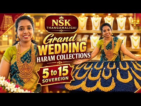 5 to 15 Sovereign Grand Wedding Haram Collections: Lakshmi and Peacock Layered Harams from NSK Th...