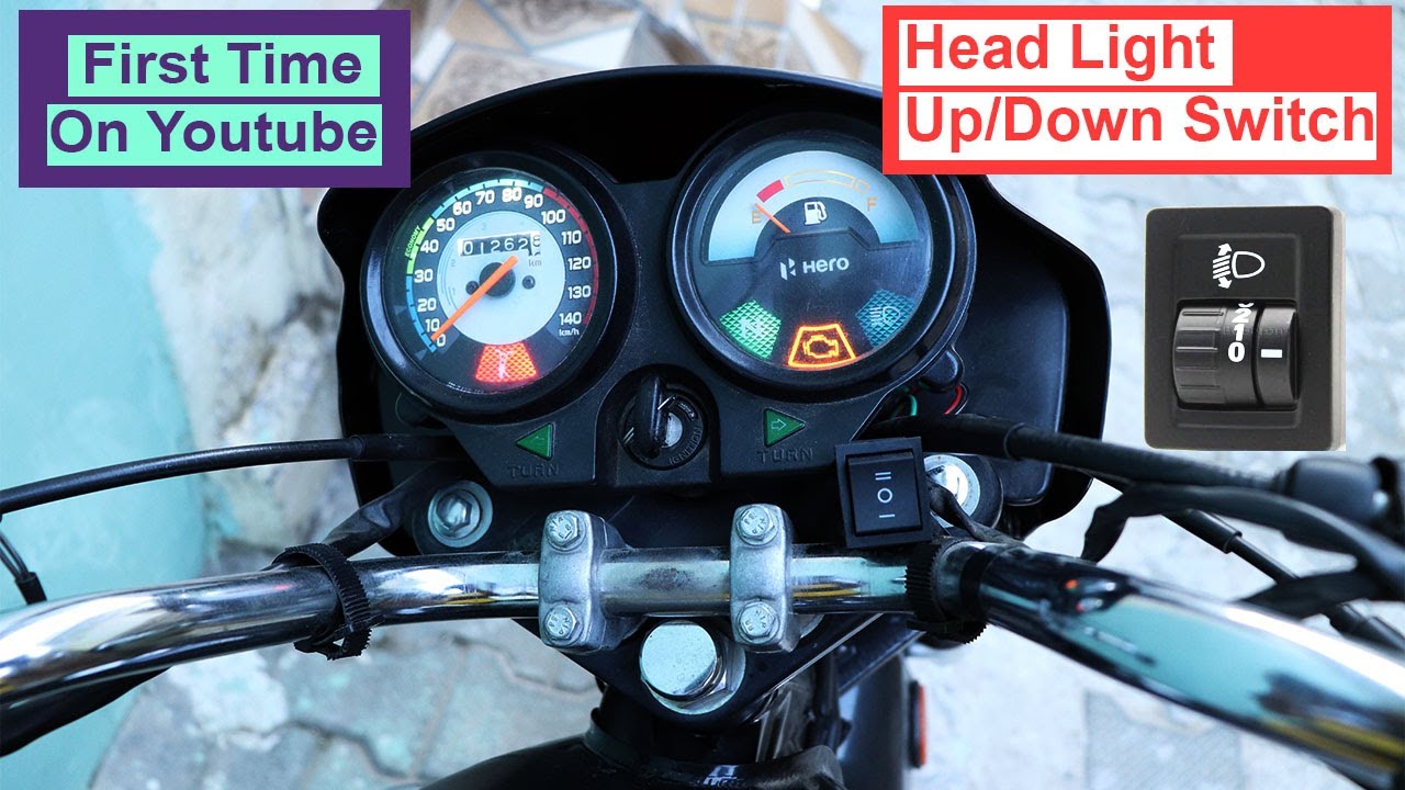 New Headlight Leveling Switch Installed On Bike - YouTube