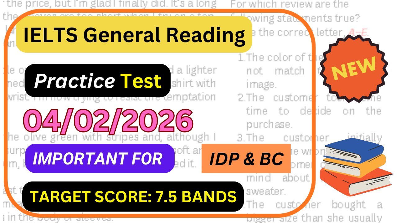 IELTS GT reading practice test with answers | 4 february 2026 - YouTube