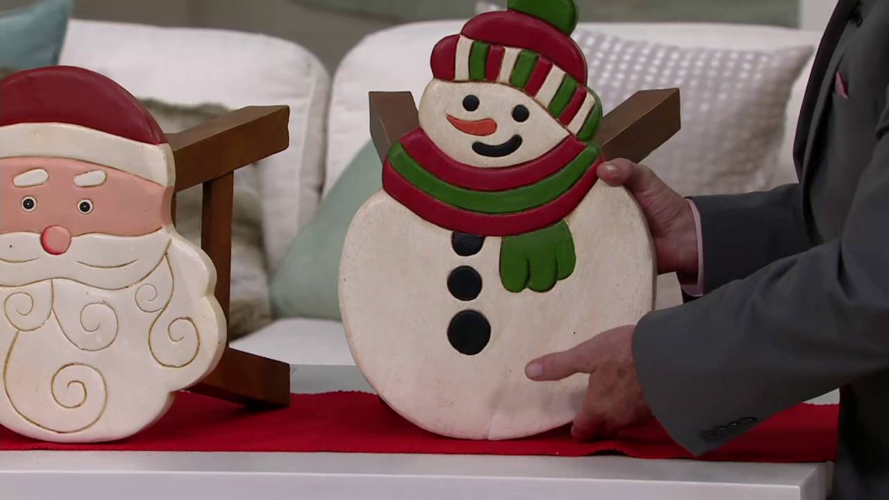 Plow and Hearth Wooden Carved Holiday Stool on QVC - YouTube