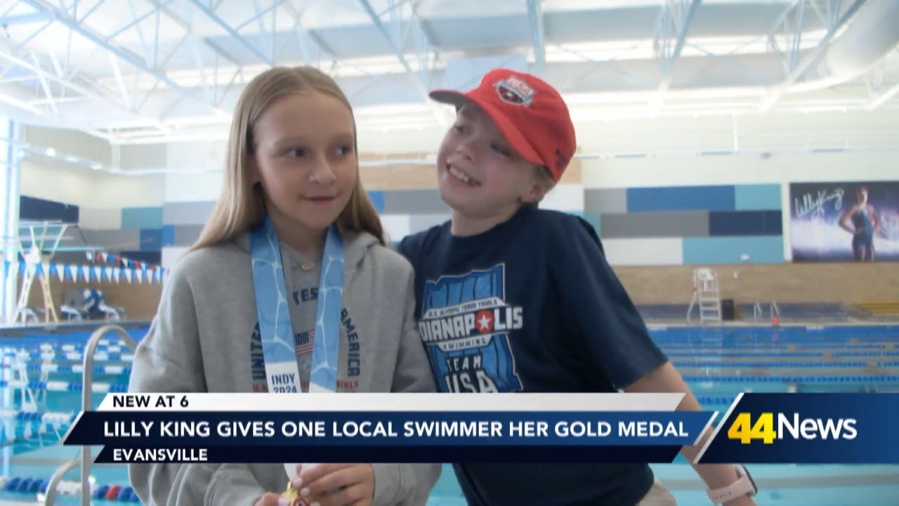 Lilly King gives one local swimmer her gold medal - YouTube