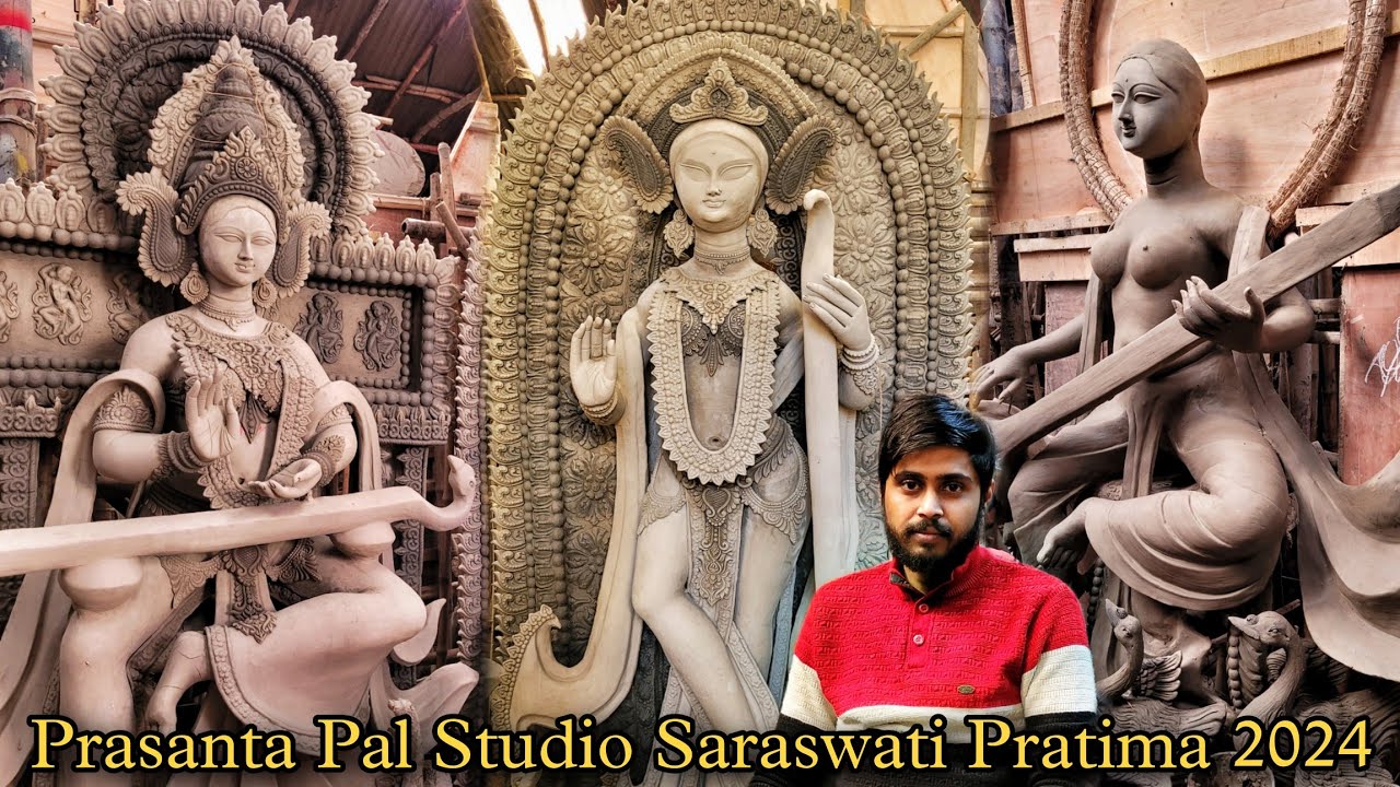 Saraswati Puja 2024 | Prasanta Pal Studio Saraswati idol making 2024 | Kumartuli Kolkata - YouTube