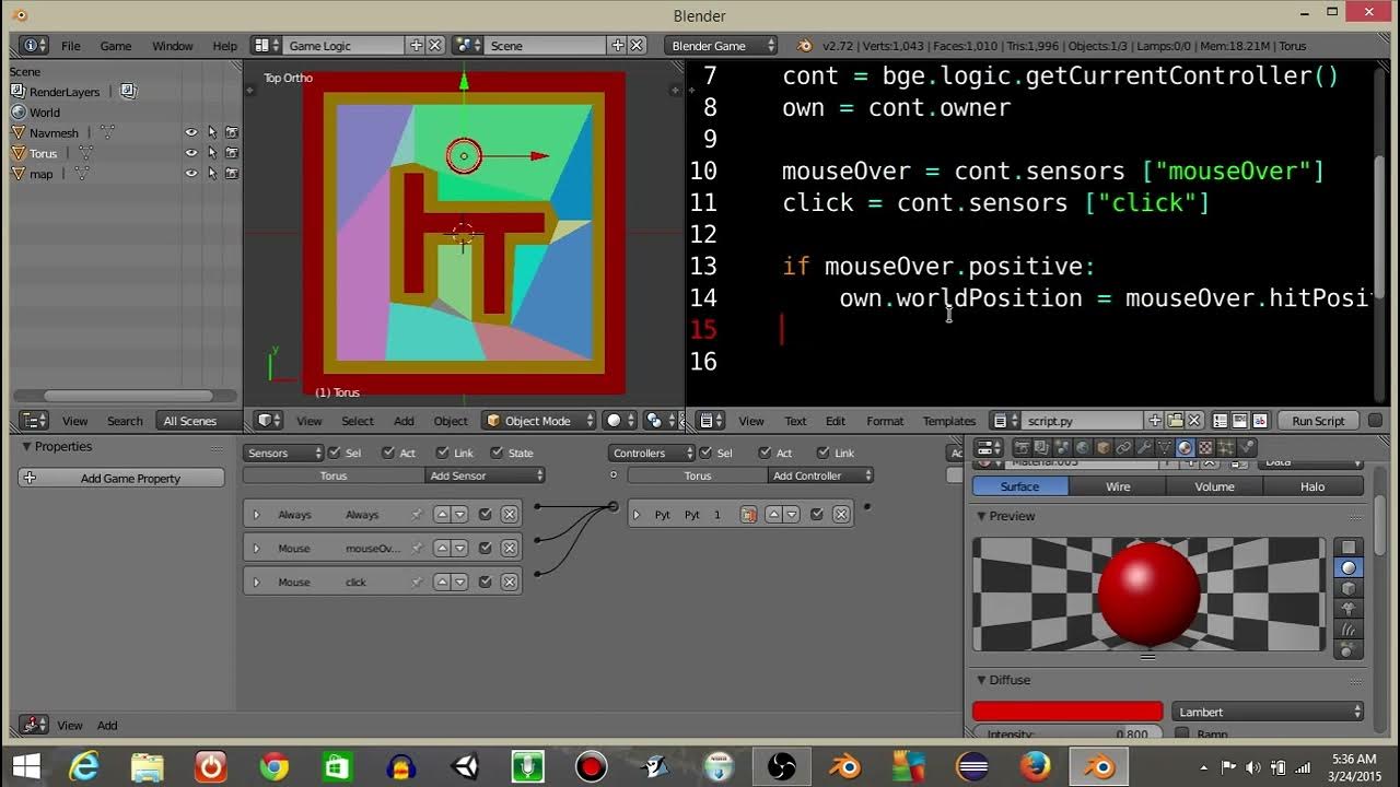 UPBGE - Tracking to Where The Player Click Using NavMesh Python - YouTube