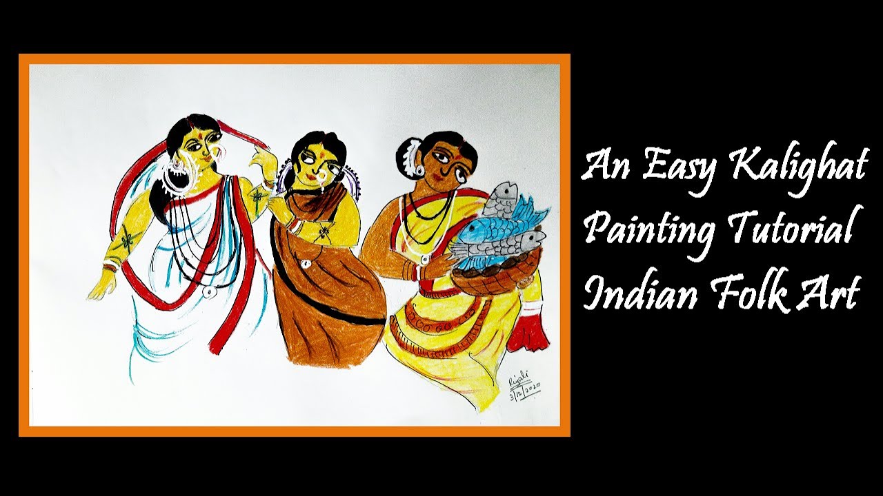 An Easy Kalighat Painting Tutorial Indian Folk Art - YouTube