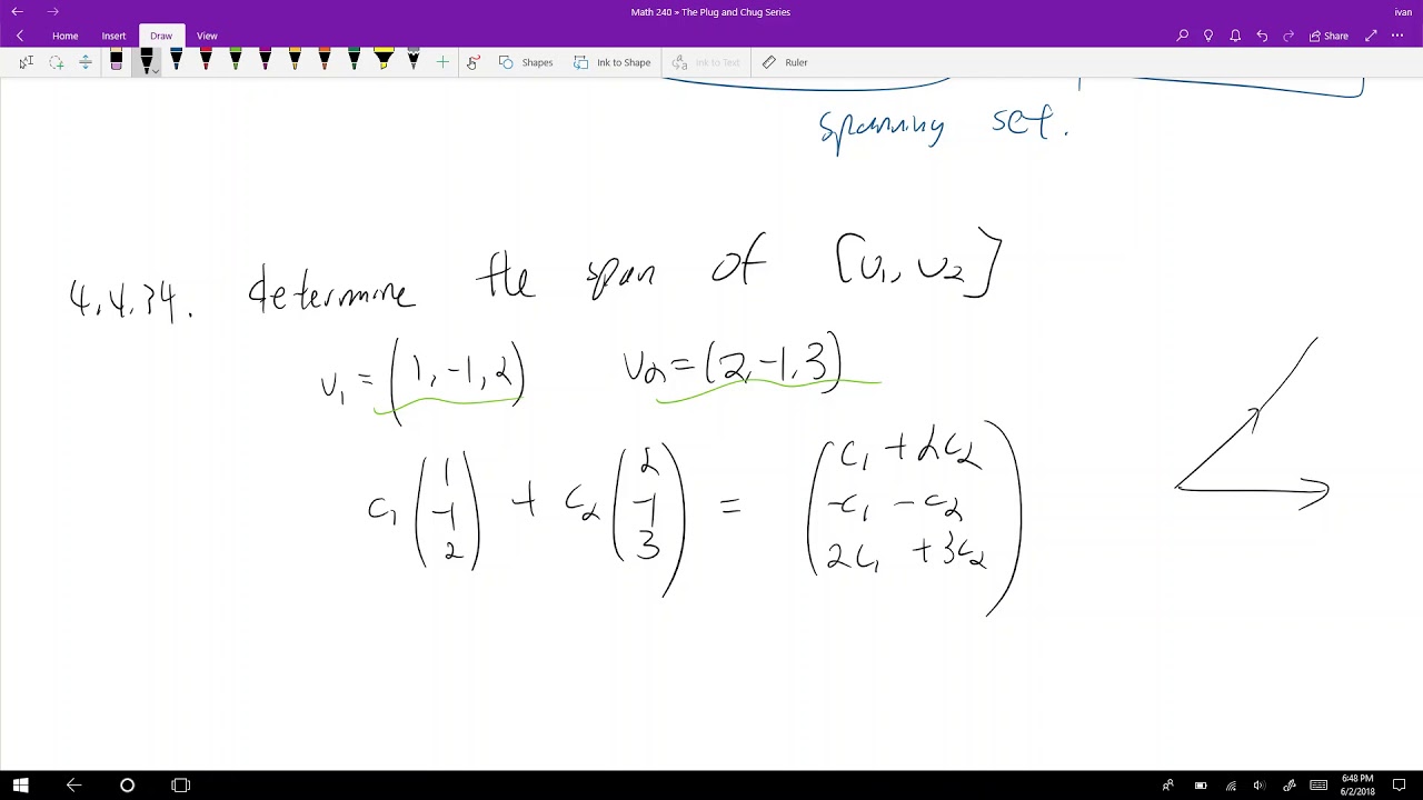 Math 240 - Chapter 4.4 - Find the span of a set - The Plug and Chug ...