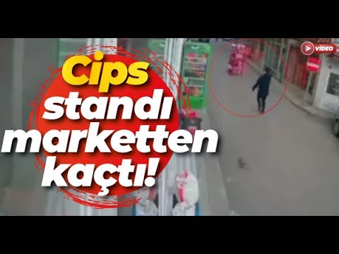 Sürüklenen cips standının ardından depar attı