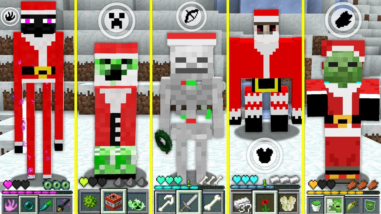 Minecraft HOW to play CHRISTMAS ZOMBIE ENDERMAN CREEPER GOLEM in ...