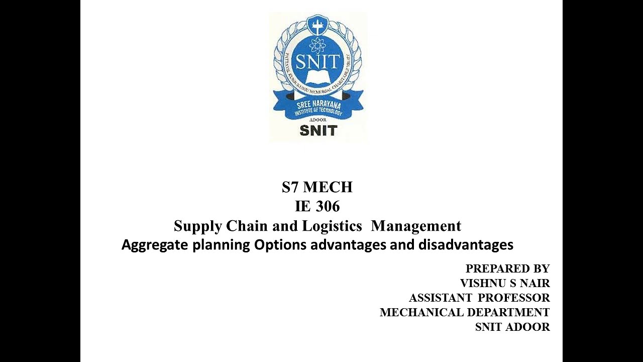 SNIT S7 MECH- SCLM - Module 3 Lecture 5 - Aggregate Planning Advantages and Disadvantages - YouTube