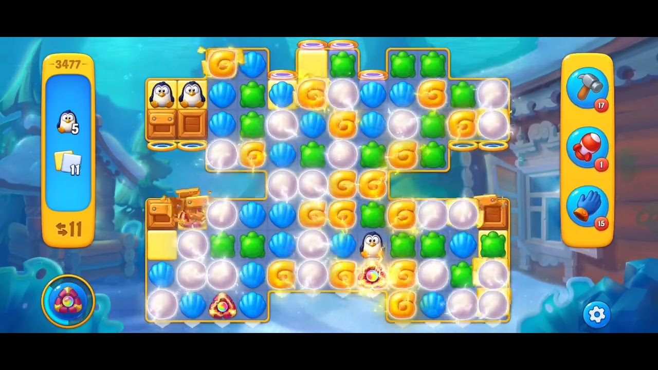 Fishdom Easy Level 3477 (with full seashell [Super Lightning ...