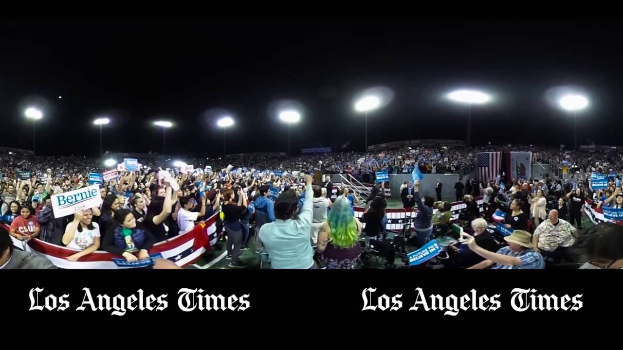 360 Video: 360 Video: A crowd of Bernie Sanders supporters erupts at ...