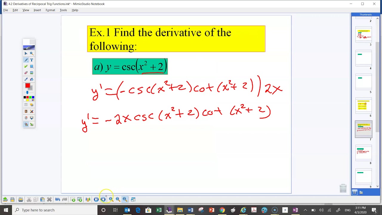 .2 Derivative of Reciprocal Trig Functions - YouTube