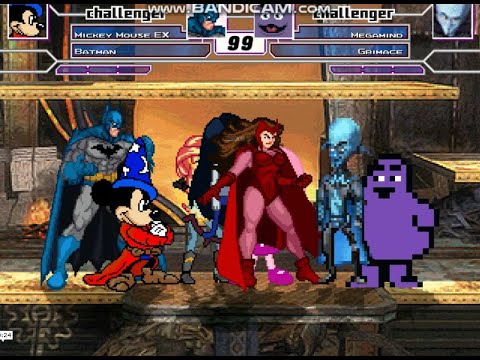 M.U.G.E.N: Equipo Mickey Mouse EX Vs Equipo Megamente - YouTube