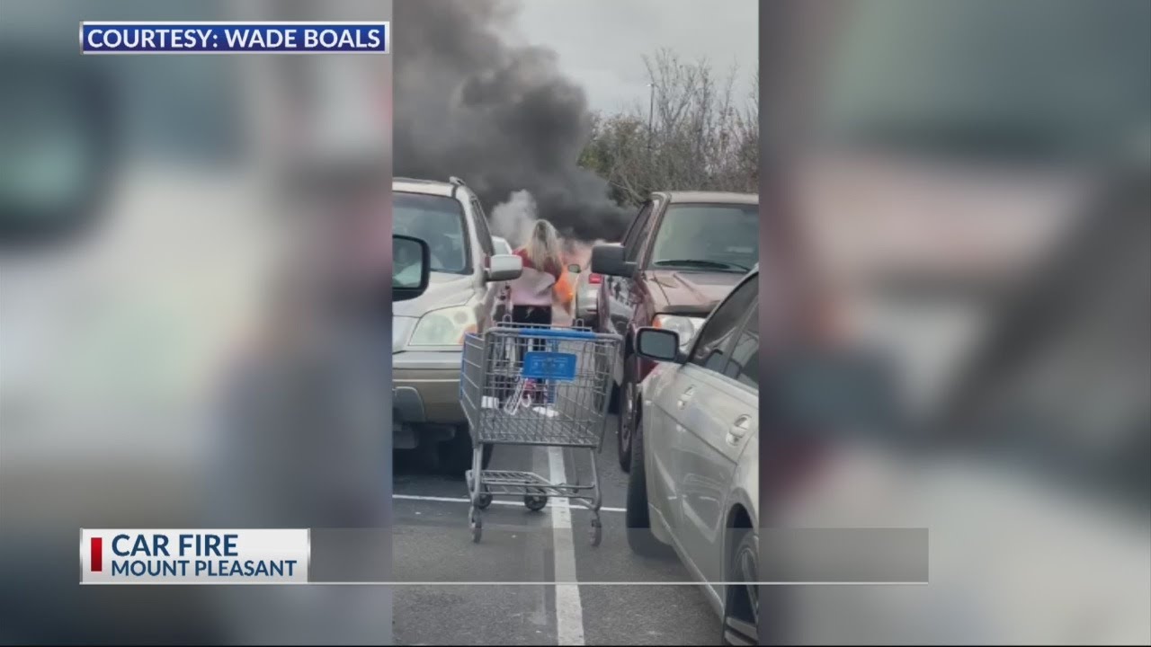 Crews respond to car on fire in Mt. Pleasant Walmart parking lot - YouTube