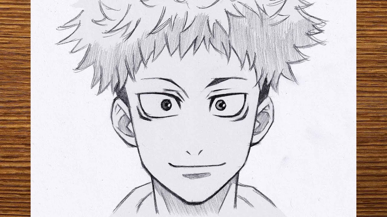 Easy anime sketch | how to draw Yuji step by step | Jujutsu Kaisen art ...