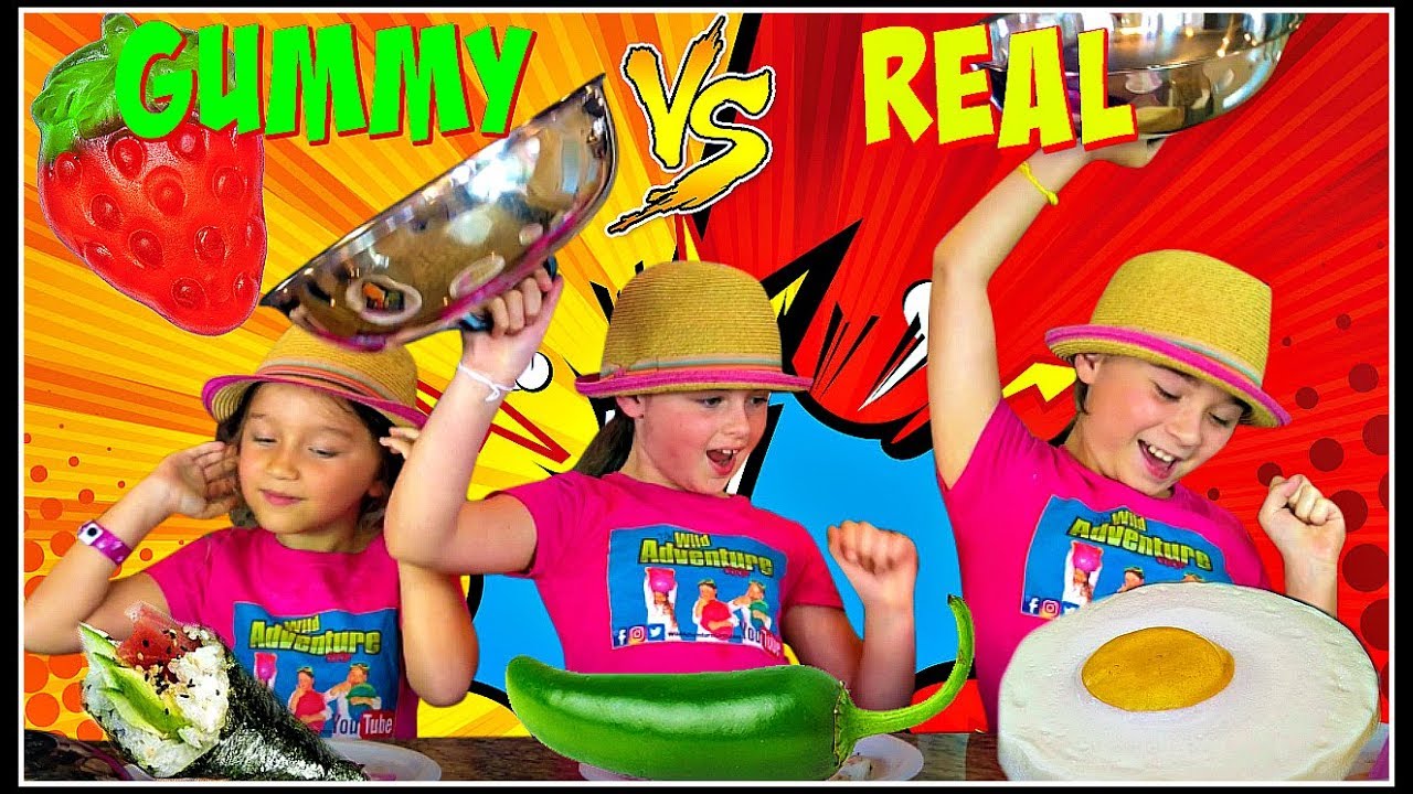 GUMMY FOOD Vs REAL FOOD! Kids Gummy Candy Challenge!! - YouTube