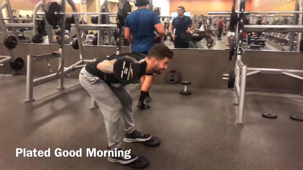 Barbell Good Mornings - Plate Elevated - YouTube