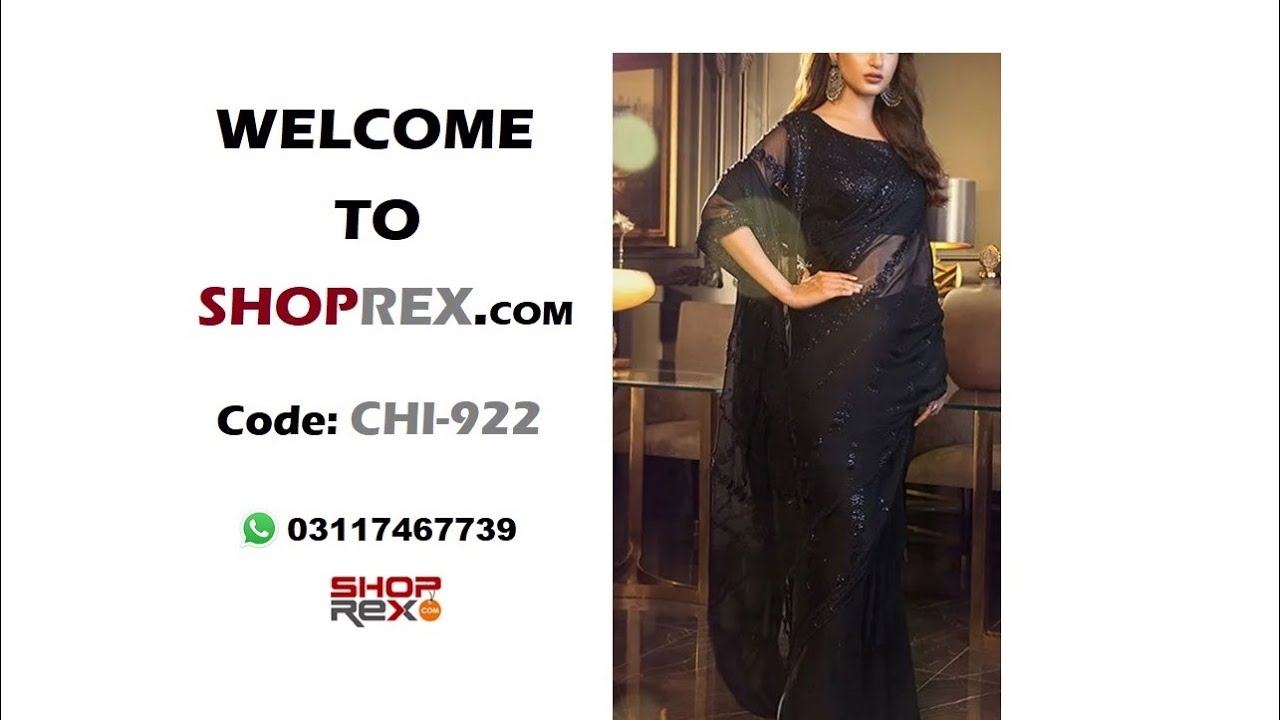 Chiffon Heavy Embroidered Spengle Work Saree (Unstitched) (CHI-922 ...