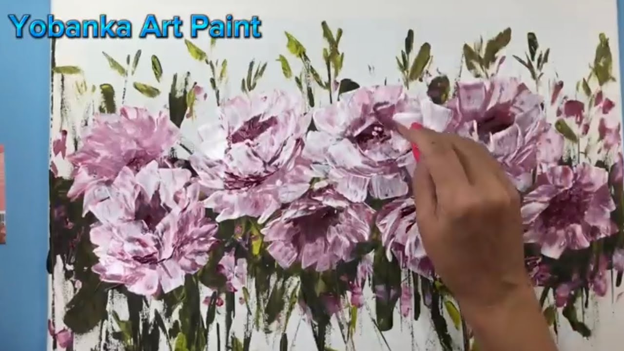 Abstract acrylic Painting / I paint ONLY with a Card - YouTube